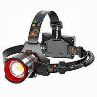 China Cross-border Charging Outdoor Night Fishing Camping Hiking Emergency Lamp Induction Stretching Zoom Warning Strong Head Lamp for sale