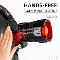 China Cross-border Charging Outdoor Night Fishing Camping Hiking Emergency Lamp Induction Stretching Zoom Warning Strong Head Lamp for sale