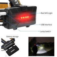 China 7LED Strong Headlight Far-reaching Searchlight USB Charging Outdoor Headlight Camping Night Fishing COB Red Headlight for sale