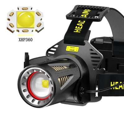 China Hot Sale New XHP360 Inductive Headlight 30W Zoom Headlight 3-cell 18650 Lithium Battery Super Bright Headlight for sale