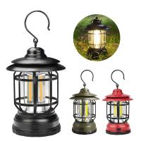 China 2024 Hot Selling Outdoor Camping Tent Lamp Multifunctional Retro Hanging Horse Lamp Cob Emergency Dry Battery Portable Lamp for sale