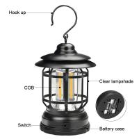 China 2024 Hot Selling Outdoor Camping Tent Lamp Multifunctional Retro Hanging Horse Lamp Cob Emergency Dry Battery Portable Lamp for sale