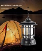 China 2024 Hot Selling Outdoor Camping Tent Lamp Multifunctional Retro Hanging Horse Lamp Cob Emergency Dry Battery Portable Lamp for sale