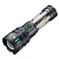 China Cross-border New Outdoor Long-range Zoom White Laser Strong Light Flashlight Rechargeable Multi-function Camping Lamp Flashlight for sale
