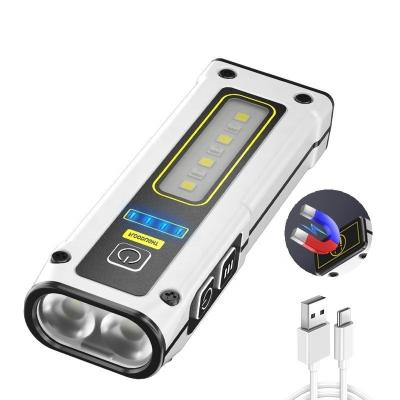 China Mini Multifunction Portable Powerful Waterproof LED COB Flashlights Torches Type-C Rechargeable With Magnet for sale