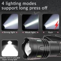 China Outdoor Strong Light Far-reaching LED Searchlight Charging Ultra-long-lasting Lighting Aluminum Alloy Hand-held Flashlight for sale