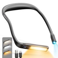 China Factory Direct Sales Night Reading LED Lighting Desk Lamp USB Charging Three Color Folding Double Head Hanging Neck Reading Lamp for sale