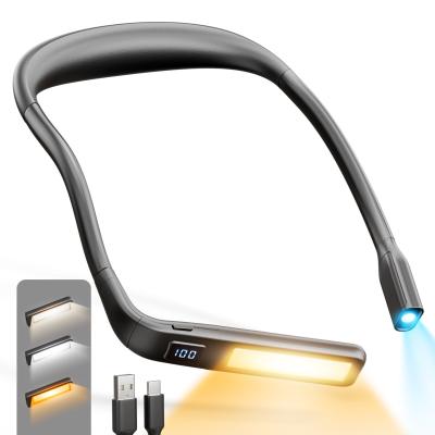 China Factory Direct Sales Night Reading LED Lighting Desk Lamp USB Charging Three Color Folding Double Head Hanging Neck Reading Lamp for sale