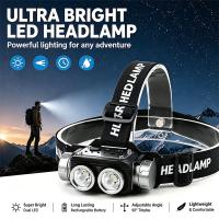 China Cross-border Source Rotating Focusing COB LED Memory Dual Light Source Strong Light Sensing Head Lamp Charging Head Lamp for sale