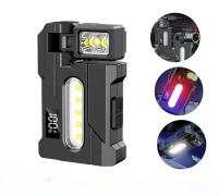 China Cross-border Flashlight Work Lamp New Magnetic Work Lamp USB Charging Digital Display Multi-angle Rotatable Red and Blue Alarm for sale