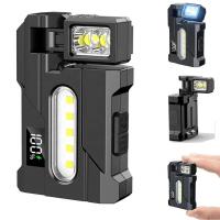 China Cross-border Flashlight Work Lamp New Magnetic Work Lamp USB Charging Digital Display Multi-angle Rotatable Red and Blue Alarm for sale