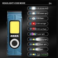 China New EDC Flashlight Strong Light COB Charging Working Lamp Green Laser RGB Atmosphere Lamp Outdoor Magnetic Cap Clip Lamp for sale