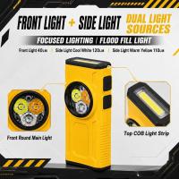 China Cross-border New LED Super Bright Keychain Light Magnetic Charging Warning Flashlight Mini Auto Repair Maintenance Work Lamp for sale