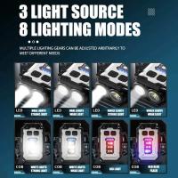 China Cross-border Dual LED Keychain Lamp Multifunctional Magnetic Suction Flashlight Cob Side Lamp Outdoor High Bright Warning Lamp for sale
