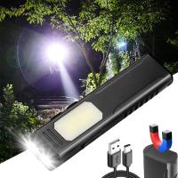 China Ultra-thin Flashlight with Buzzer, USB Rechargeable Working Lamp, Magnetic Attachment, COB LED Portable EDC Flashlight for sale