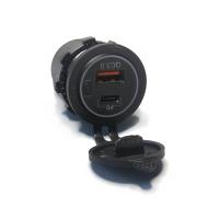 China 12V 24V Dual USB‑C Car Charger Socket, QC 3.0 PD Fast Charging Port with LED Light, for Cars, Trucks and Boats for sale
