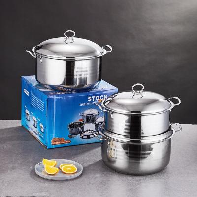 China Multifunction Large Capacity Kitchen Cookware Pot 3 Pieces Stainless Steel Ollas Soup Pot Set Cookware Set for sale