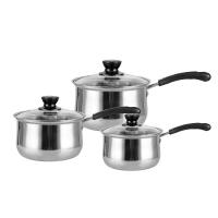 China 3pcs Milk Pot Set Kitchenware Cookware Set Stainless Steel Soup Stock Pots with Single Handle for sale