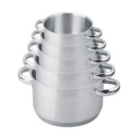 China High Quality 5pcs 430 Stainless Steel Cooking Cookware Set Stainless Steel Soup Pot Set for sale