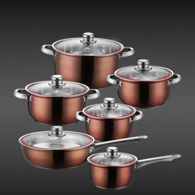 China Multi-function Kitchen Cookware Cooking Pot Set Stainless Steel Cookware Sets With Thick Stainless Steel Handle for sale