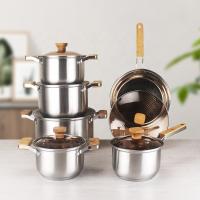 China Factory Wholesale Different Size Cookware Set Custom Pots Wholesale 12pcs Stainless Steel Cooking Pot And Pan Set for sale
