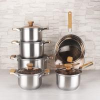 China Amazon Multifunctional Kitchen Cookware Silver Cooking Pot Set Stainless Steel Pot Sets With Lid for sale