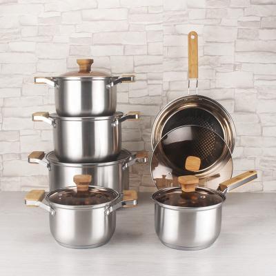 China Amazon Multifunctional Kitchen Cookware Silver Cooking Pot Set Stainless Steel Pot Sets With Lid for sale