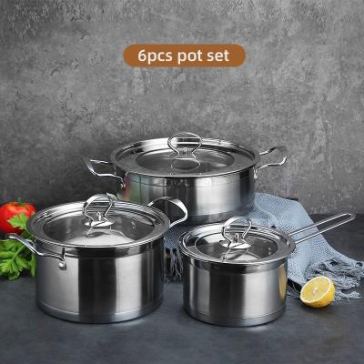 China Multifunction Kitchen Cookware Silver Cooking Pot Set Stainless Steel Cookware Sets With Bakelite Handle for sale