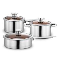 China Multi-function Kitchen Cookware Silver Cooking Pot Set Stainless Steel Cookware Sets With Thick Stainless Steel Handle for sale
