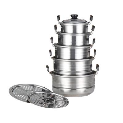 China Quality Kitchen Cookware Set American Style Cooking Pot Sets 410 Stainless Steel Pots for sale