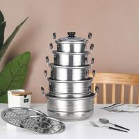 China American Style 5 Pcs Kitchen Cookware Set Stainless Steel Nonstick Cooking Pot Sets With Lid for sale