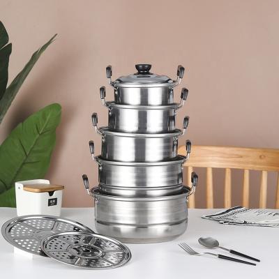China American Style 5 Pcs Kitchen Cookware Set Stainless Steel Nonstick Cooking Pot Sets With Lid for sale