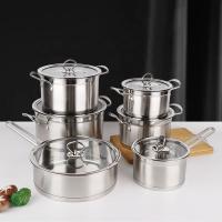 China High Quality Kitchen Warethree-layer Double Bottom  Stainless Steel Cookingware Set Cookware Set Cooking Pot And Pans Set for sale