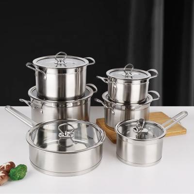 China High Quality Kitchen Warethree-layer Double Bottom  Stainless Steel Cookingware Set Cookware Set Cooking Pot And Pans Set for sale