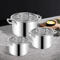 China High Quality Kitchenware 6 Pcs Stainless Steel Soup Pot Set Cookware Set With Glass Lid for sale