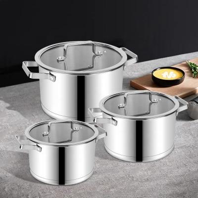 China High Quality Kitchenware 6 Pcs Stainless Steel Soup Pot Set Cookware Set With Glass Lid for sale