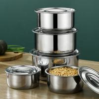 China Hot Selling Kitchen 5 Pcs Cooking Pot 410 Stainless Steel Cookware Set Kitchen Soup Stock Pot Set for sale