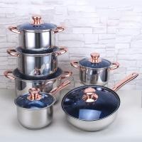 China Non Stick Kitchen Stainless Steel Cookware Set With Glass Lid for sale