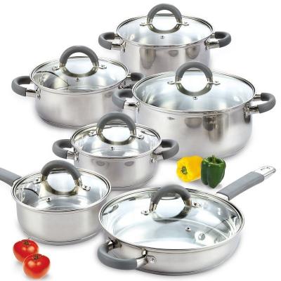 China Wholesale Cookware Sets Multifunctional Cooking Soup Pot Milk Pot Set Kitchen 12 Piece Cookware Sets for sale