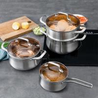 China Factory Kitchen 304 Stainless Steel Steamer Pot Soup Pot Milk Pot Cooking Ware With Lid for sale