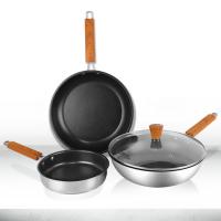 China Good Quality 4 pieces Stainless Steel Pot And Pans Cooking Set Non Stick Xylan Plus Cookware Set for sale