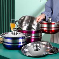 China Hot Selling Color Body Soup Cooking Pot Set Ollas Stainless Steel 410 Cookware Set for Kitchen for sale