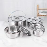 China Stainless 4pcs food cookware soup cooking pot set with handle for restaurants for sale