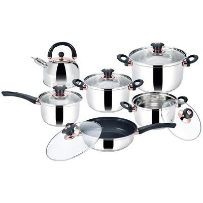 China Multifunctional Non-stick Cooking Pots 12 pcs Kitchenware Stainless Steel Cookware Sets for sale