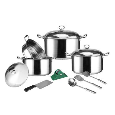 China Fancy design 12pcs stainless steel cookware set with metal lid for sale