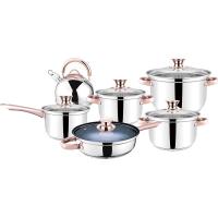 China 12pcs Non-stick 201 Stainless Steel Cookware Set Nonstick Cooking Pot Colorful for sale