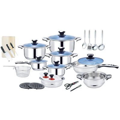 China Combination Cookware Set Stainless Steel Kitchen Soup Cooking Pot Non Stick Frying Pan for sale
