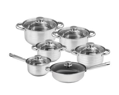 China Wholesale Quality 12pcs Pots 410 Stainless Steel Cooking Cookware Set for sale