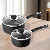 China Good Quality Kitchen 4 PCS Black Cookware Pots Cooker Round Sauce Pan Circle Cooking Pot For Cooking for sale