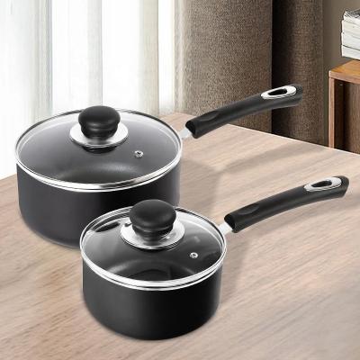China Good Quality Kitchen 4 PCS Black Cookware Pots Cooker Round Sauce Pan Circle Cooking Pot For Cooking for sale